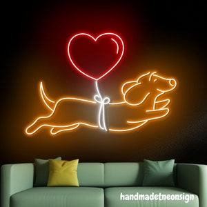 Dachshund Balloon Dog Neon Wall Sign, Dog Lover Led Wall Sign, Animal ...