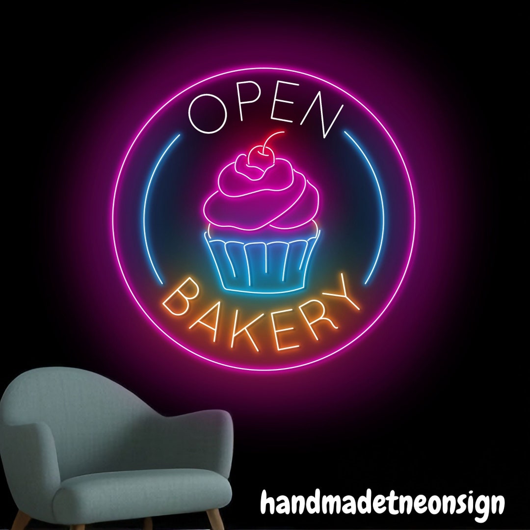 Open Bakery Neon Sign, Cupcake Open Led Sign, Cupcake Neon Light ...