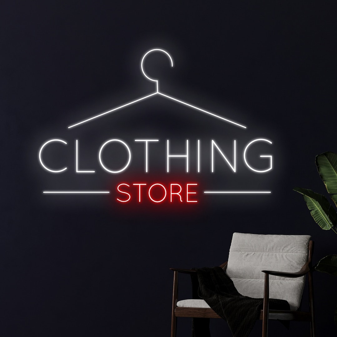 Clothing Store Clothes Hangers Led Sign, Wardrobe Hanger Neon Sign ...