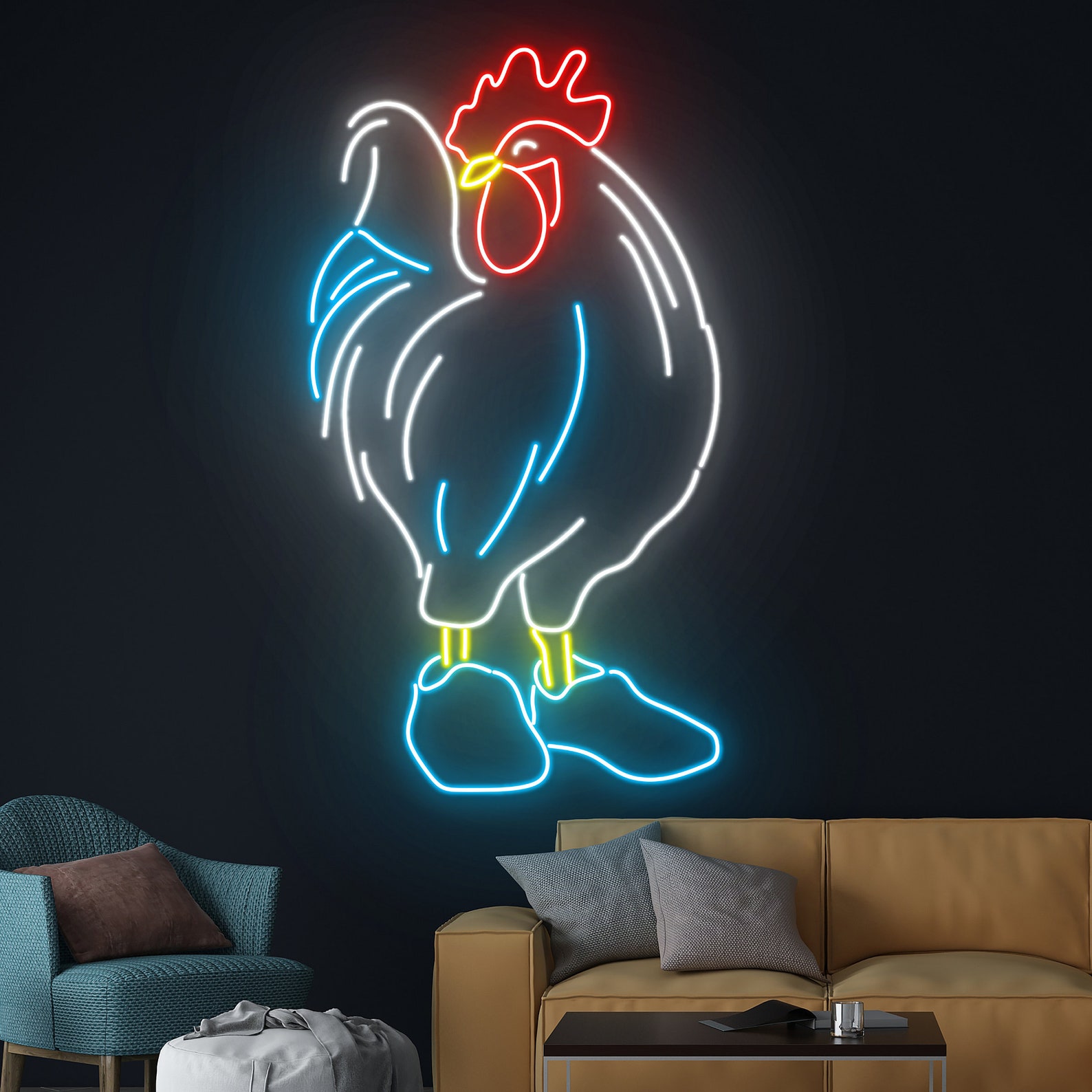 Chicken Neon Sign, Chicken Led Sign, Chicken Neon Light, Animal Led ...