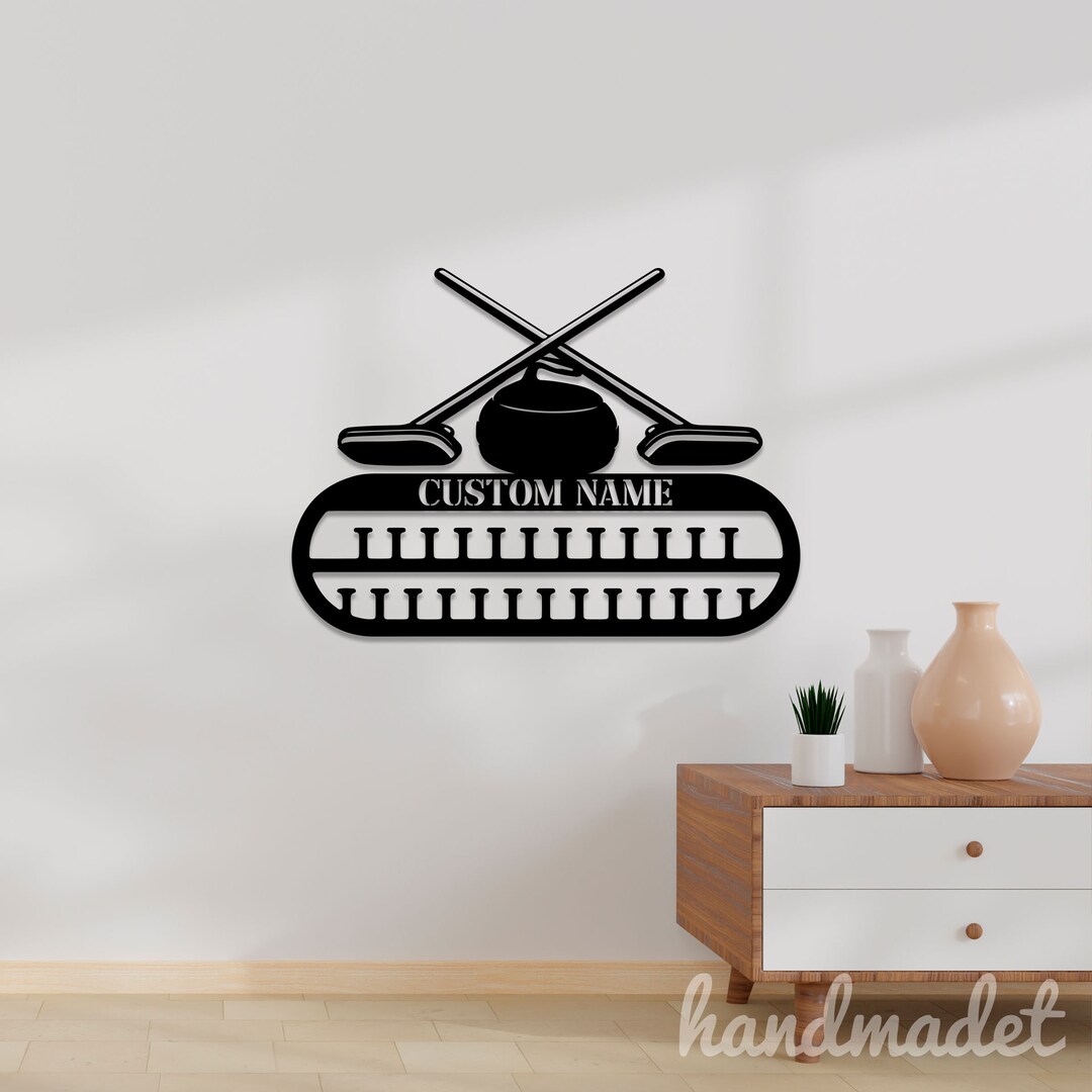 Custom Curling Medal Hanger Metal Wall Art LED Light, Custom Curling ...