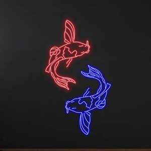 Two Koi Fish Led Sign, Koi Fish Led Sign, Wall Decor, Koi Neon Sign ...