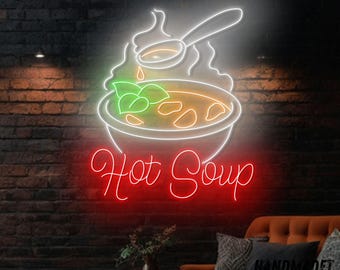 Hot Soup Neon Sign, Hot Soup Led Sign, Soup Bowl Led Light, Soup Food ...