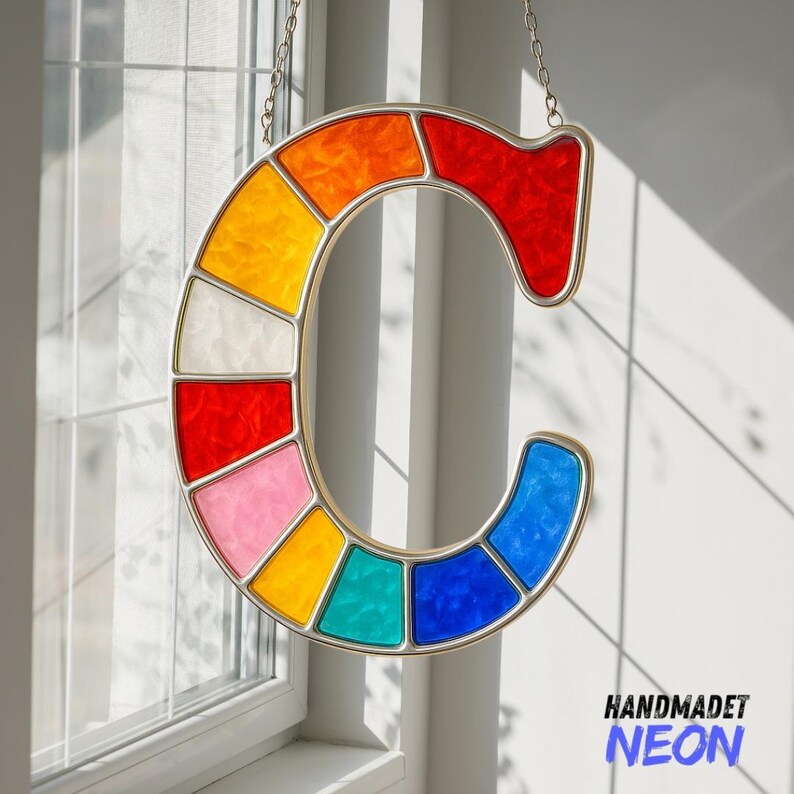 Personalized Monogram Stained Glass: Initial Hanging Letters, Handmade ...
