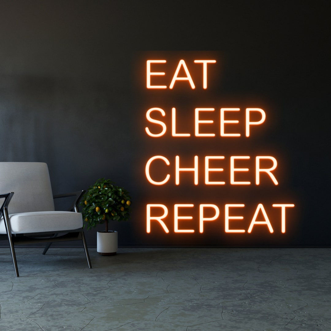 Eat Sleep Cheer Repeat Neon Sign, Cheering Led Sign, Cheerleader Neon ...