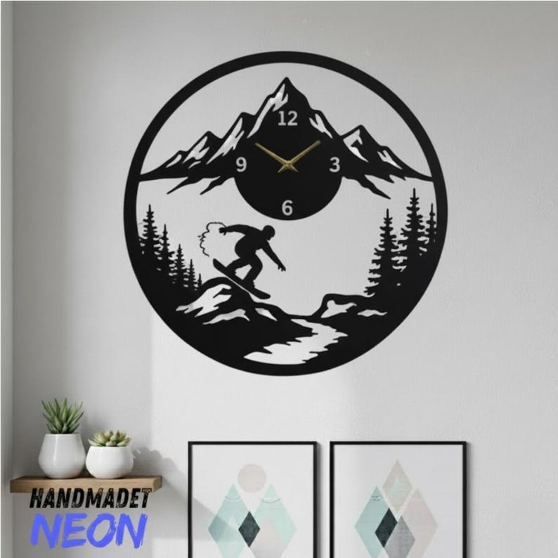 Personalized Snowboarding Metal Wall Clock, Custom Snowboarder Wall ...