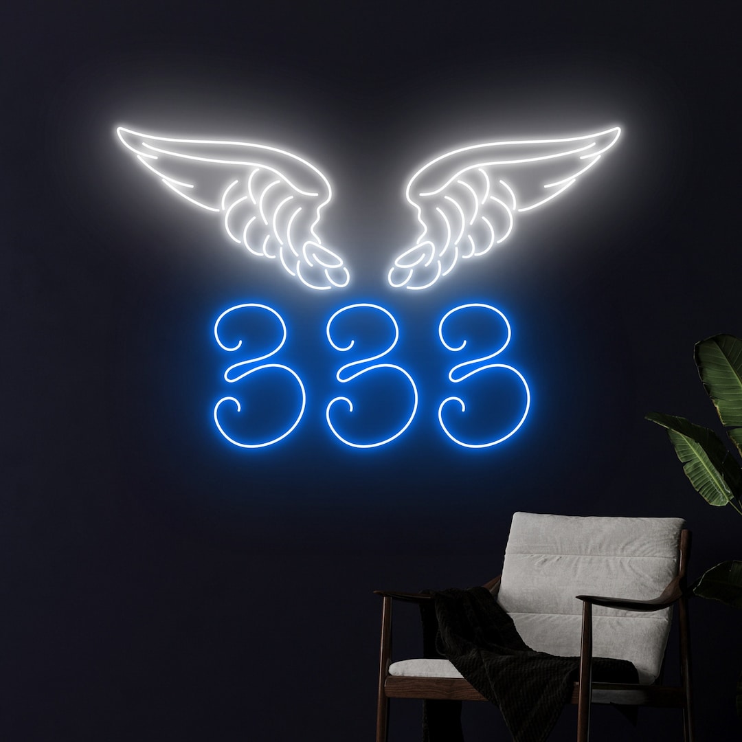 333 Wings Led Sign, 333 Angel Wings Neon Sign, 333 Angel Number Neon ...