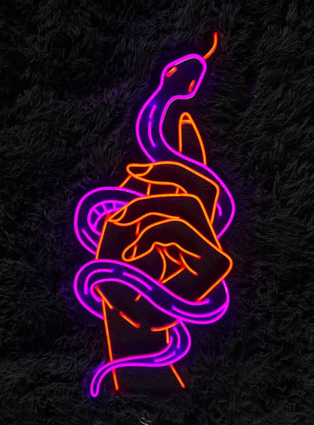 Hand With Snake Led Sign, Hand With Snake Neon Sign, Wall Decor, Neon ...