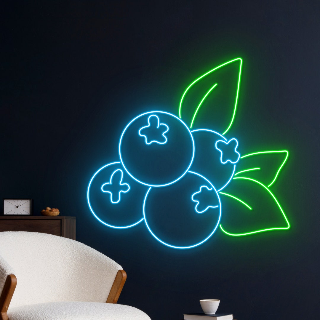 Blueberry Neon Sign, Blueberry LED Sign, Berry Neon LED Light, Fruit ...