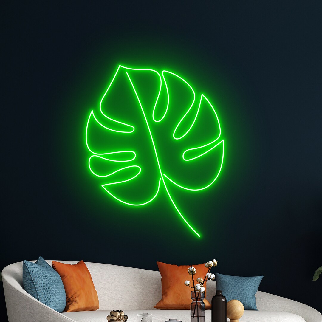 Monstera Leaf Neon Light, Monstera Tropical Leaf Led Light, Green Leaf ...