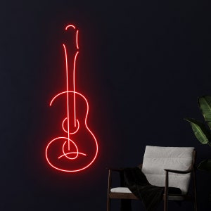 Custom Guitar Led Sign, Guitarist Neon Light, Music Instrument Neon ...