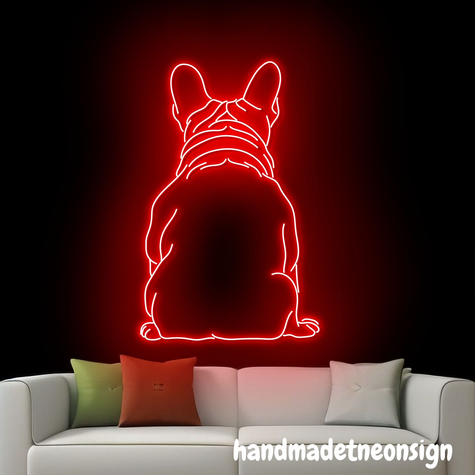 French Bulldog Neon Sign, Bulldog Line Art Led Sign, Bulldog Lover Neon ...