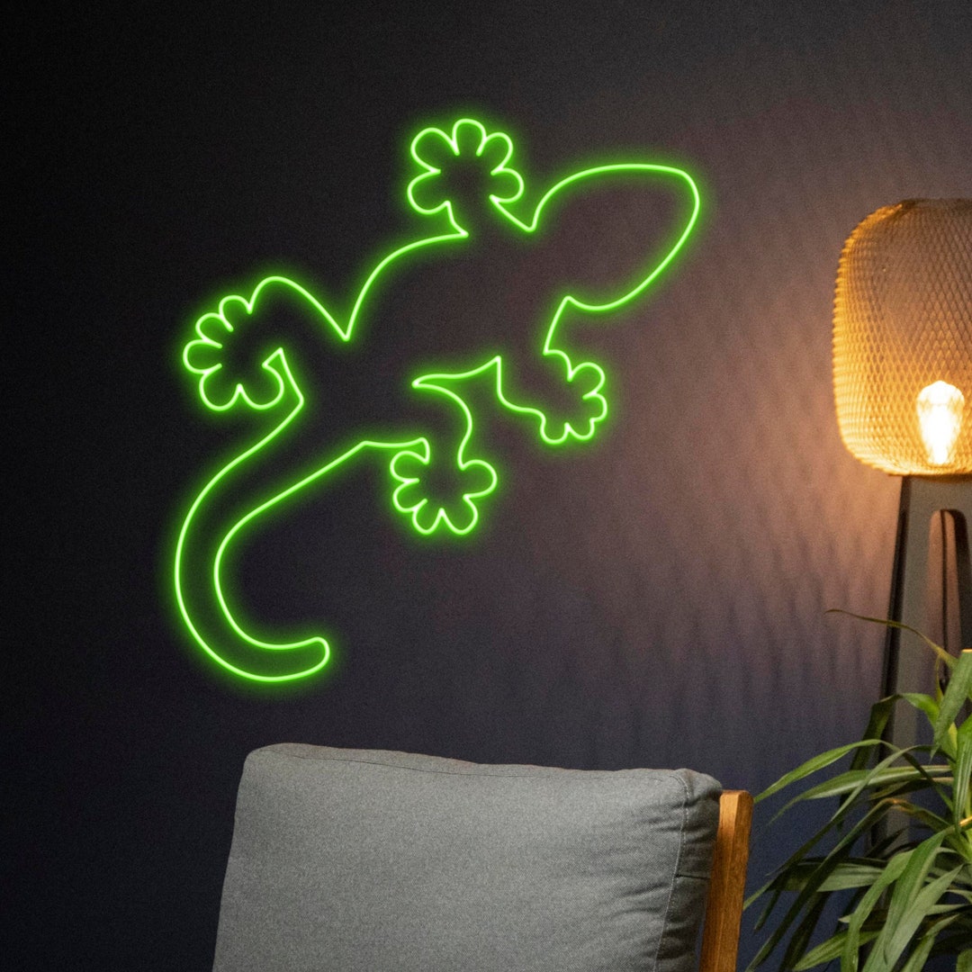 Custom Gecko Neon Sign, Lizard LED Light, Personalized Reptile LED Sign ...
