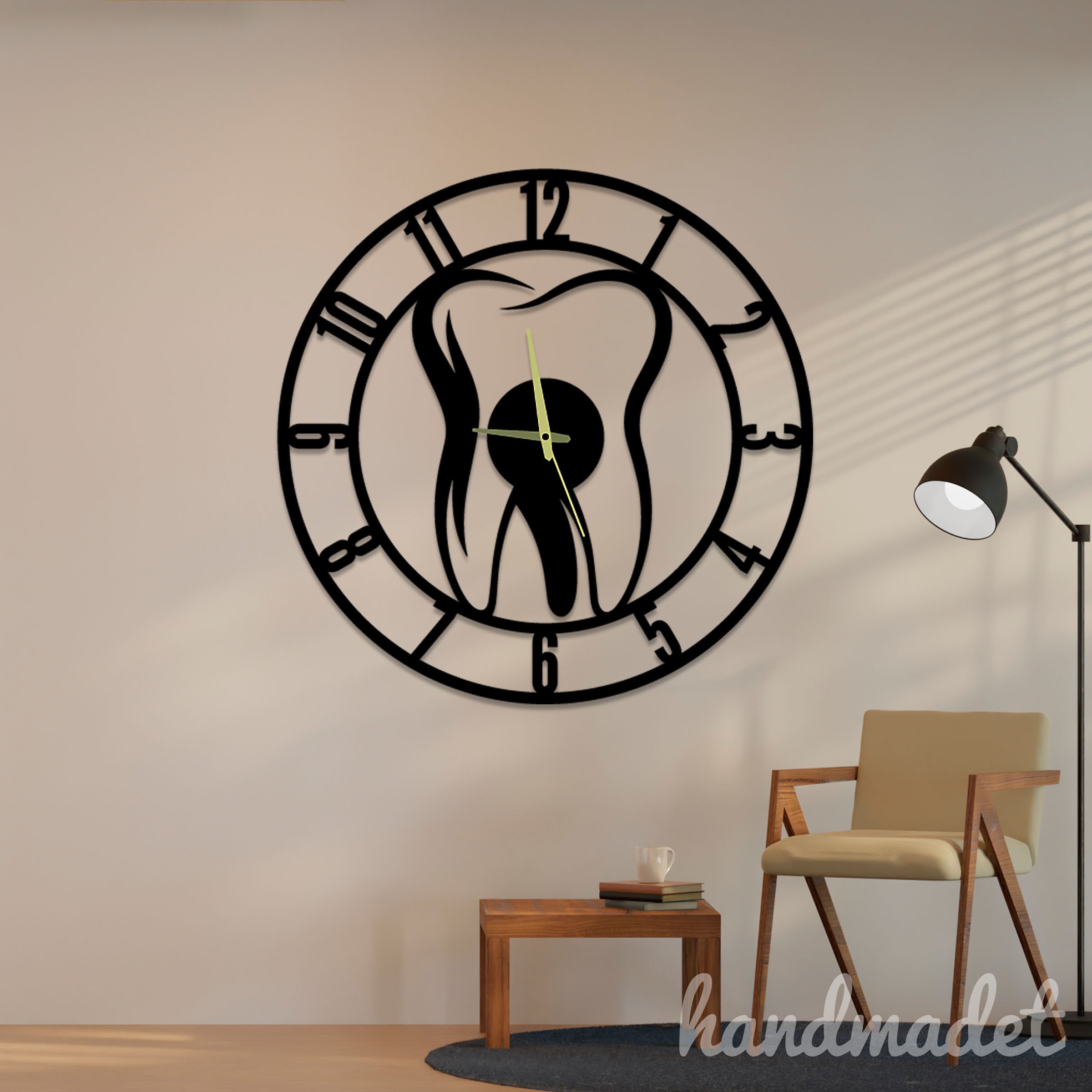 Custom Tooth Wall Clock Unique, Dentistry Year Date Round Wall Clock ...