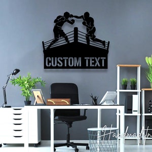 Personalized Boxing Metal Wall Art LED Light - Custom Boxer Sign Home ...