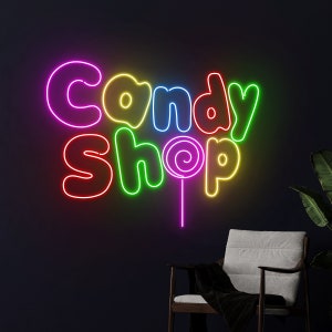 Candy Shop Neon Sign, Candy Led Sign, Lollipop Candy Neon Light, Candy ...