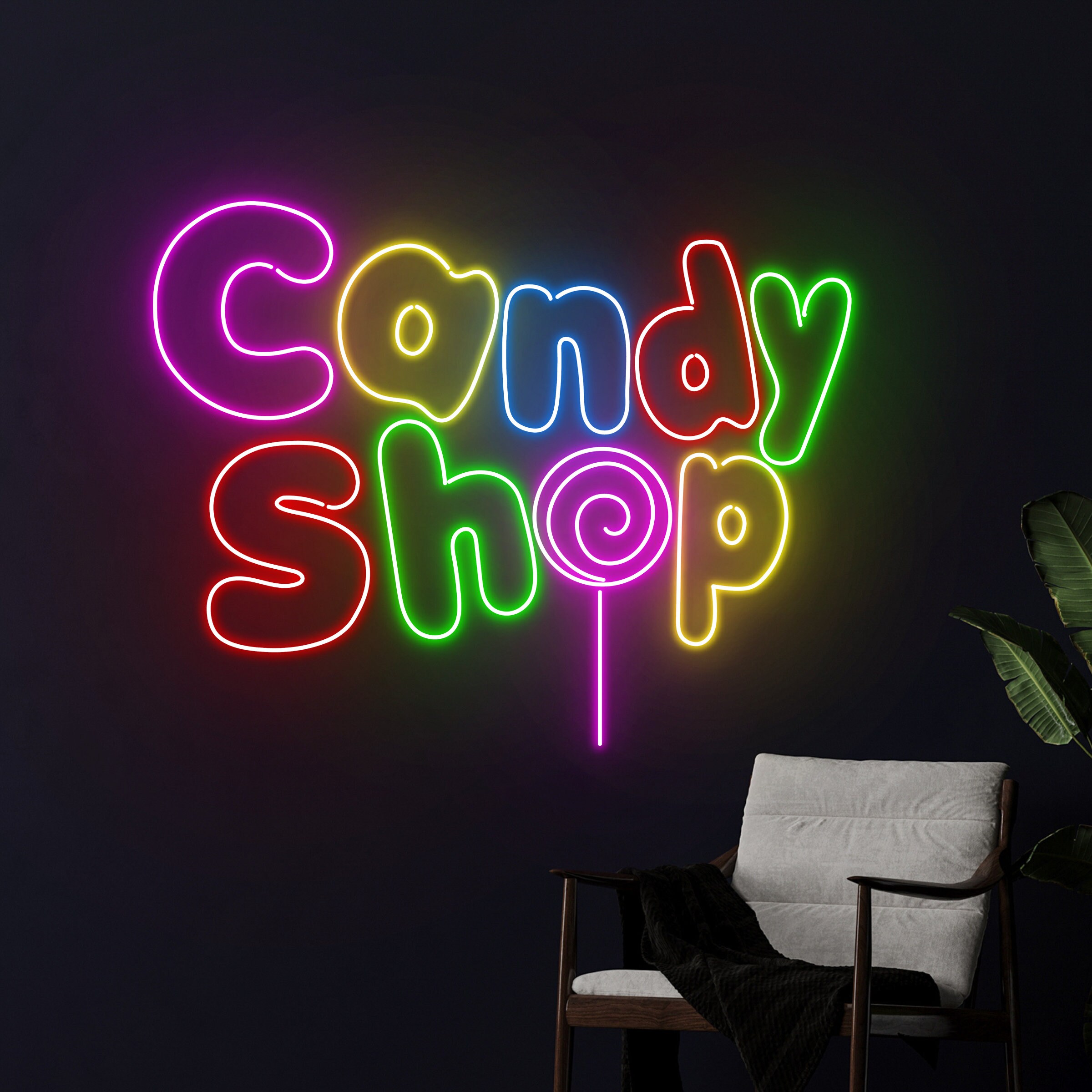 Candy Shop Neon Sign, Candy Led Sign, Lollipop Candy Neon Light, Candy ...