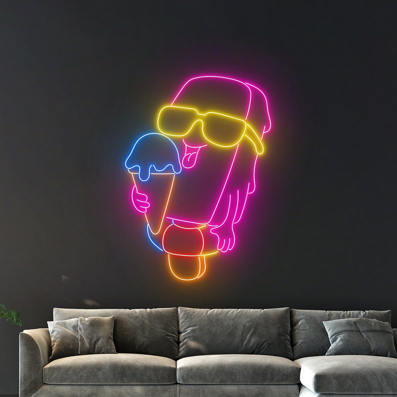 Ice Cream Neon Sign, Ice Cream Cone Neon Light, Ice Cream Stick LED ...