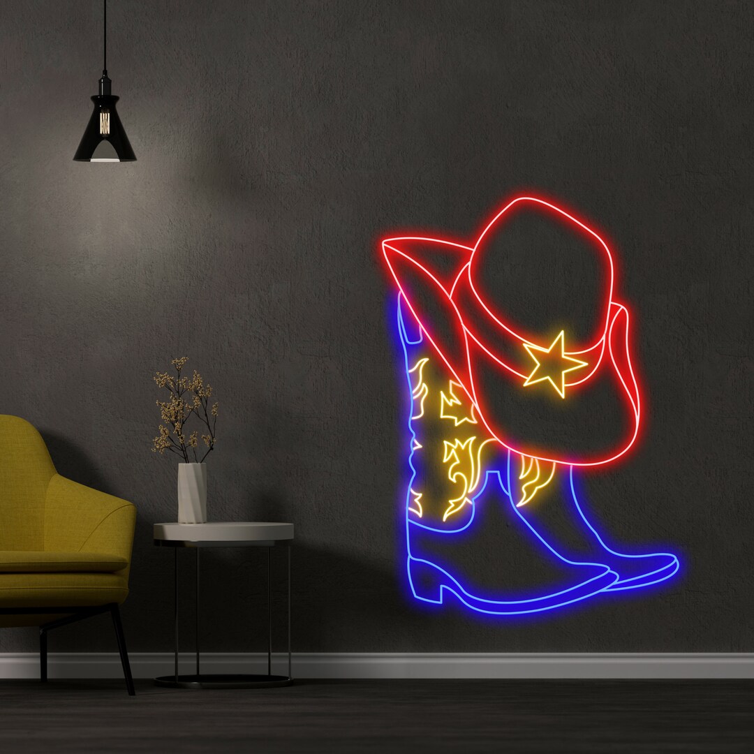 Cowboy Boots Neon Sign, Boots Cowboy Neon Light, Cowboy Boots LED Light ...