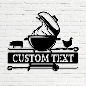 Custom BBQ Metal Wall Art LED Light Personalized Barbecue Name Sign ...