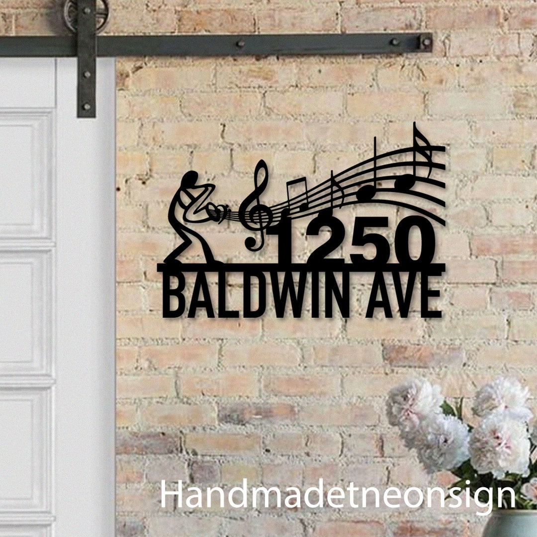 Personalized Music Note House Number, Music Home Number Metal Wall Sign ...