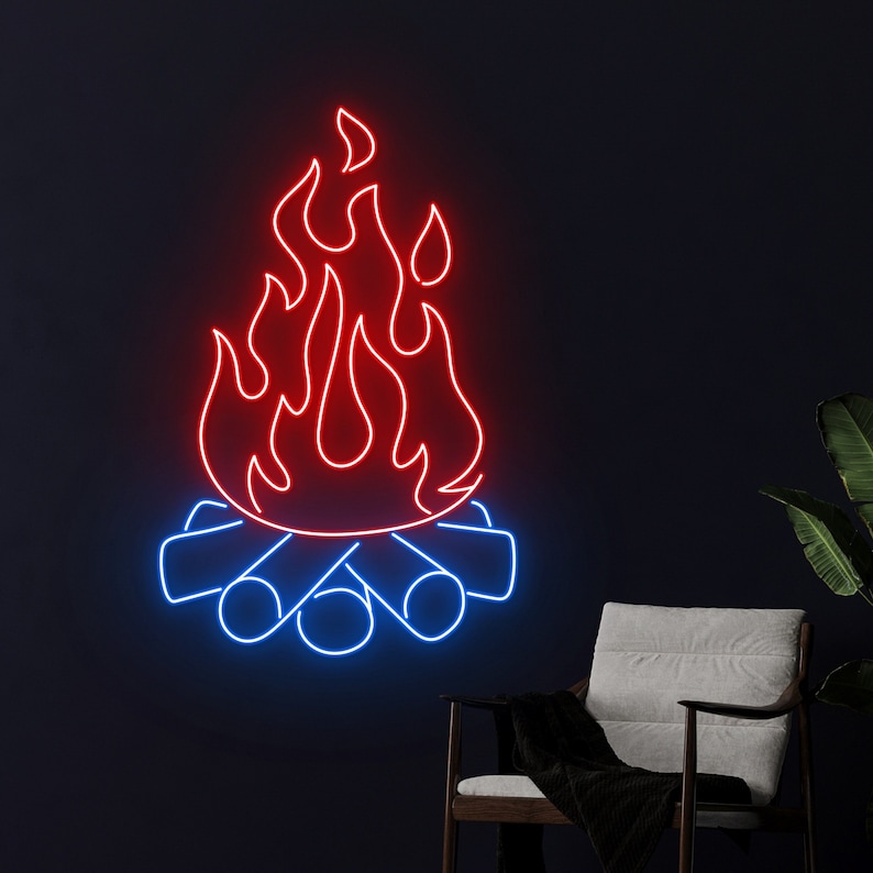 Bonfire Neon Sign, Flame Neon Light, Fire Led Sign, Burning LED Light ...
