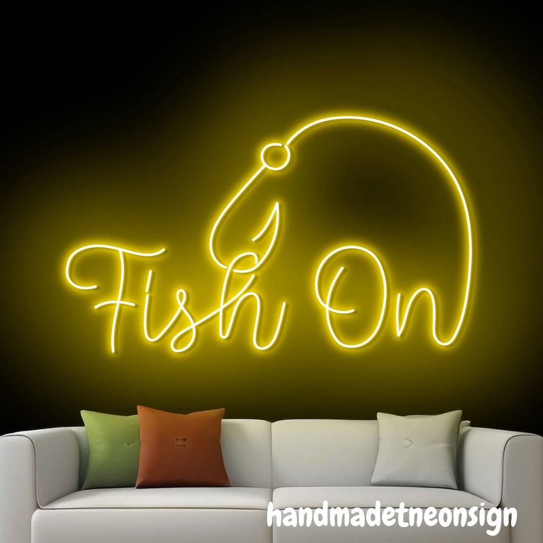 Fish on Neon Sign, Fishing Led Sign, Custom Fishing Neon Light, Fisher ...