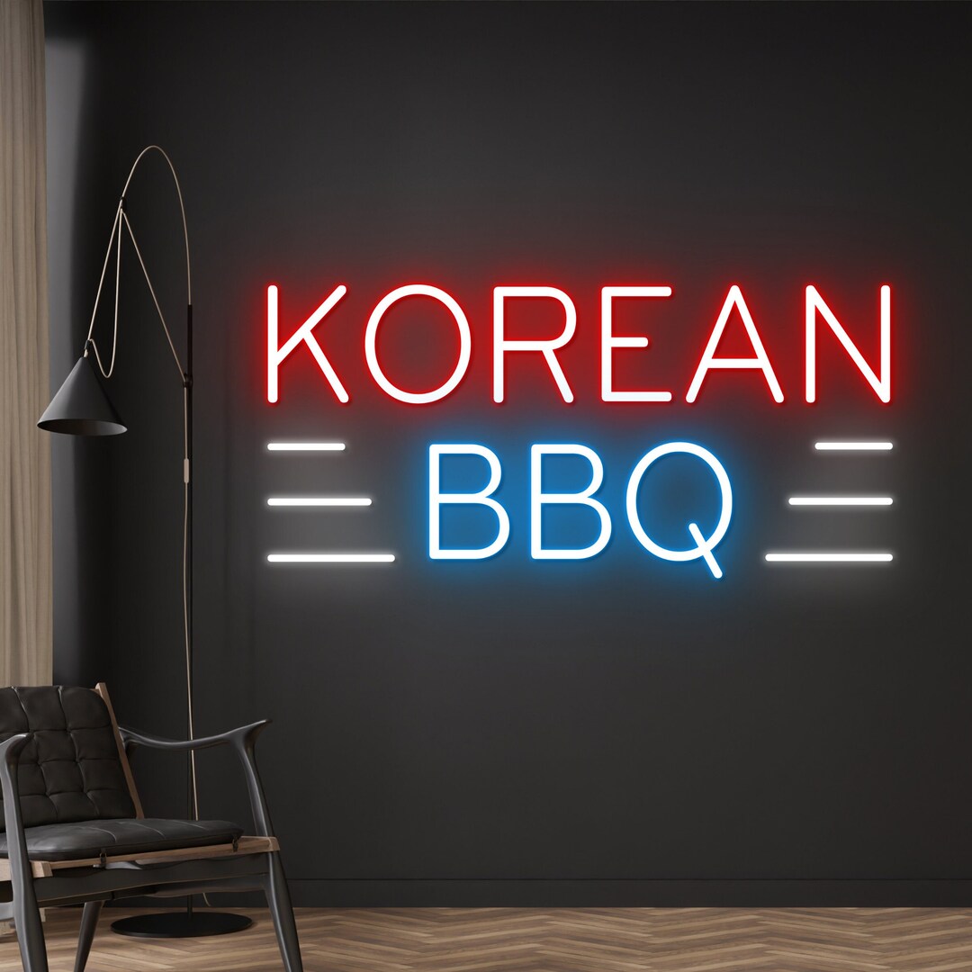 Custom Korean BBQ Neon Sign, Korea Barbecue Led Light, Meet Grill Neon ...