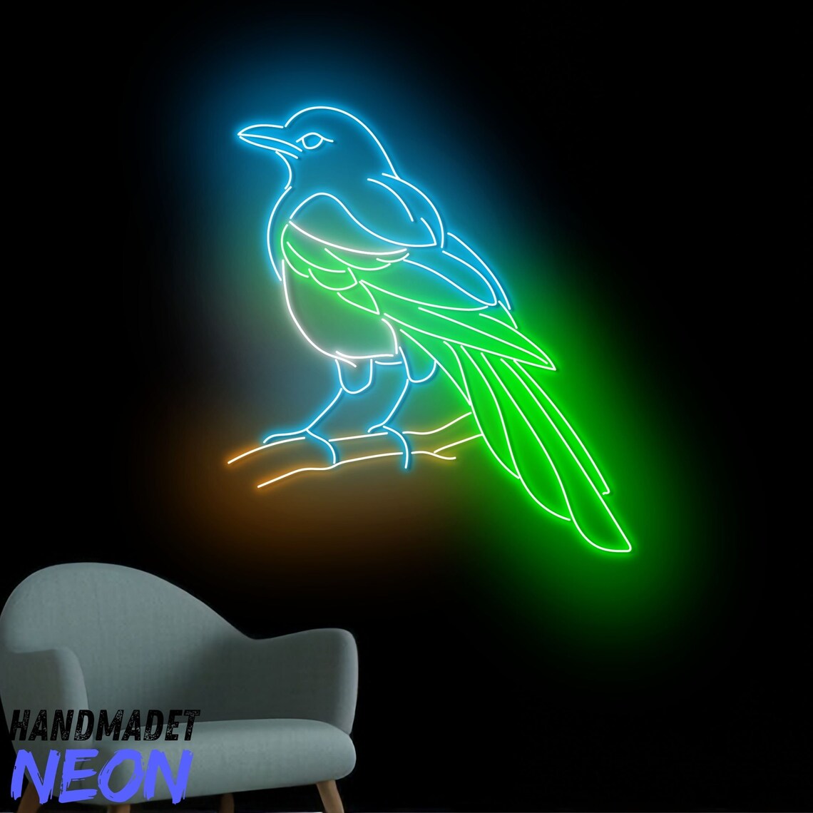 Magpie Neon Sign, Magpie Led Sign, Magpie Bird Neon Light, Bird Led ...