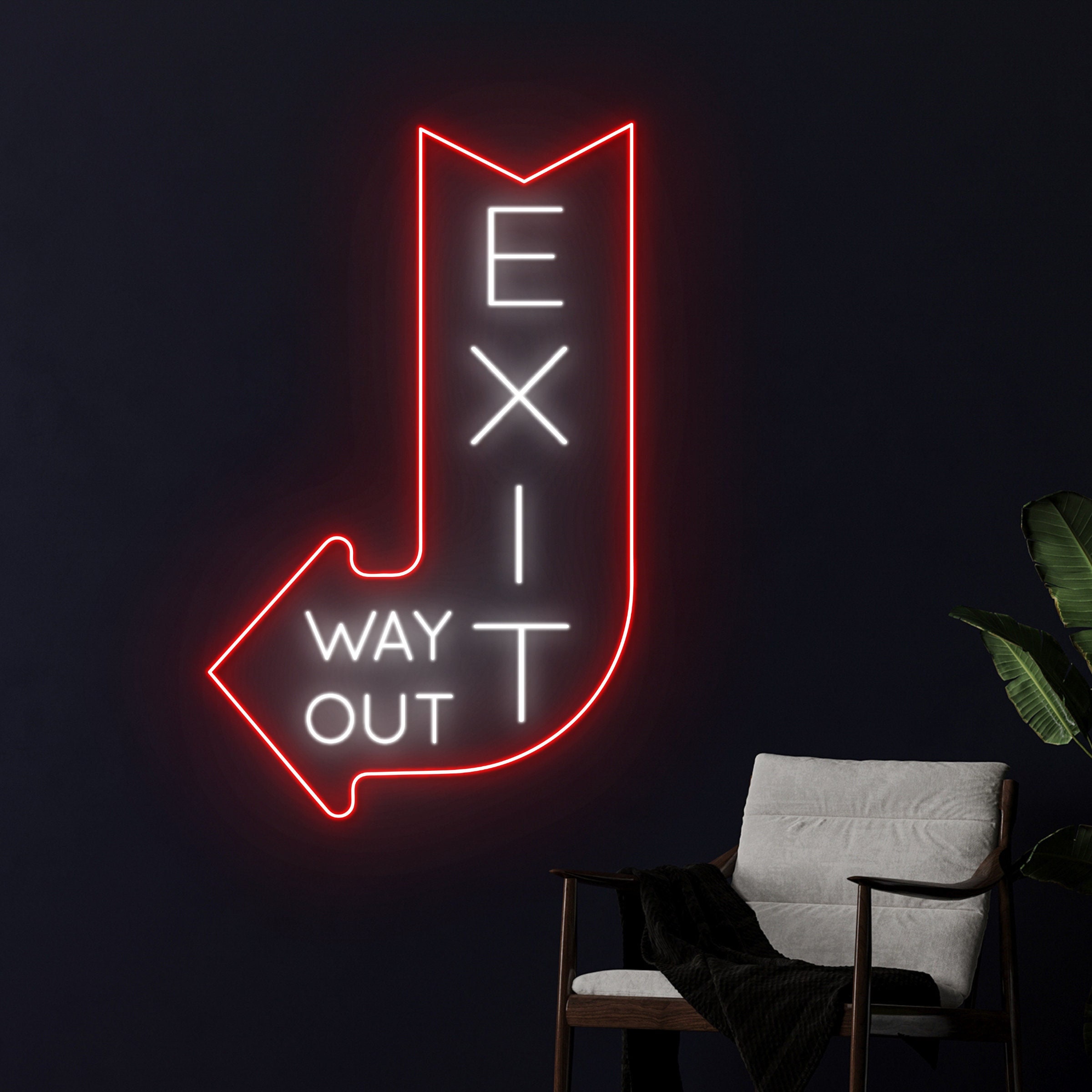 Exit Way Out Direction Arrow Left Neon Sign, Arrow Led Sign, Arrow Left ...