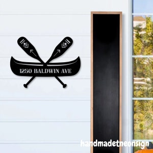 Personalized Canoe House Number Metal, Oar Home Number Metal Wall Sign ...