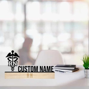 Custom RN Doctor Desk Name Plate, RN Doctor Metal Nameplate for Desk ...