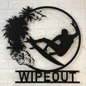 Custom Beach Wave Surfing Metal Wall Art LED Light - Personalized ...