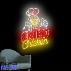 Chicken Fried Neon Sign, Chicken Fried Open Led Sign, Food Led Light ...