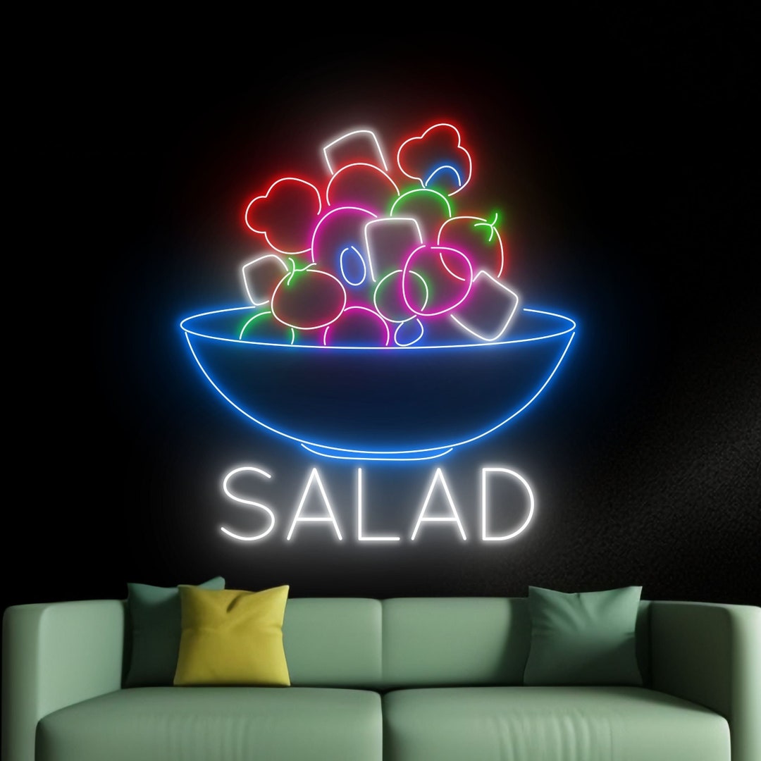 Salad Neon Wall Sign, Fruits Salad Led Wall Light, Salad Food Led Wall ...