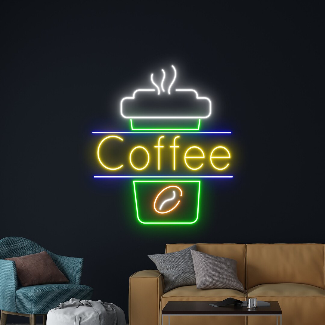 Coffee Cup Neon Sign, Coffee Bean Neon Light, Coffee Cup LED Light ...