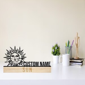 Custom Sun Moon Desk Name Plate, Sun Moon Metal Nameplate for Desk ...