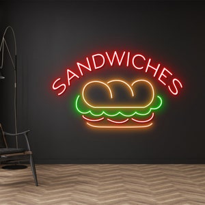 Sandwiches Led Sign, Sandwiches Neon Sign, Wall Decor, Sandwiches Art ...
