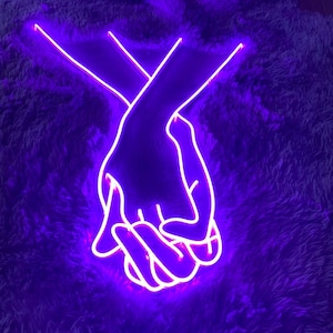 Holding Hands Neon Sign, Holding Hands Led Sign, Touching Hands Led ...