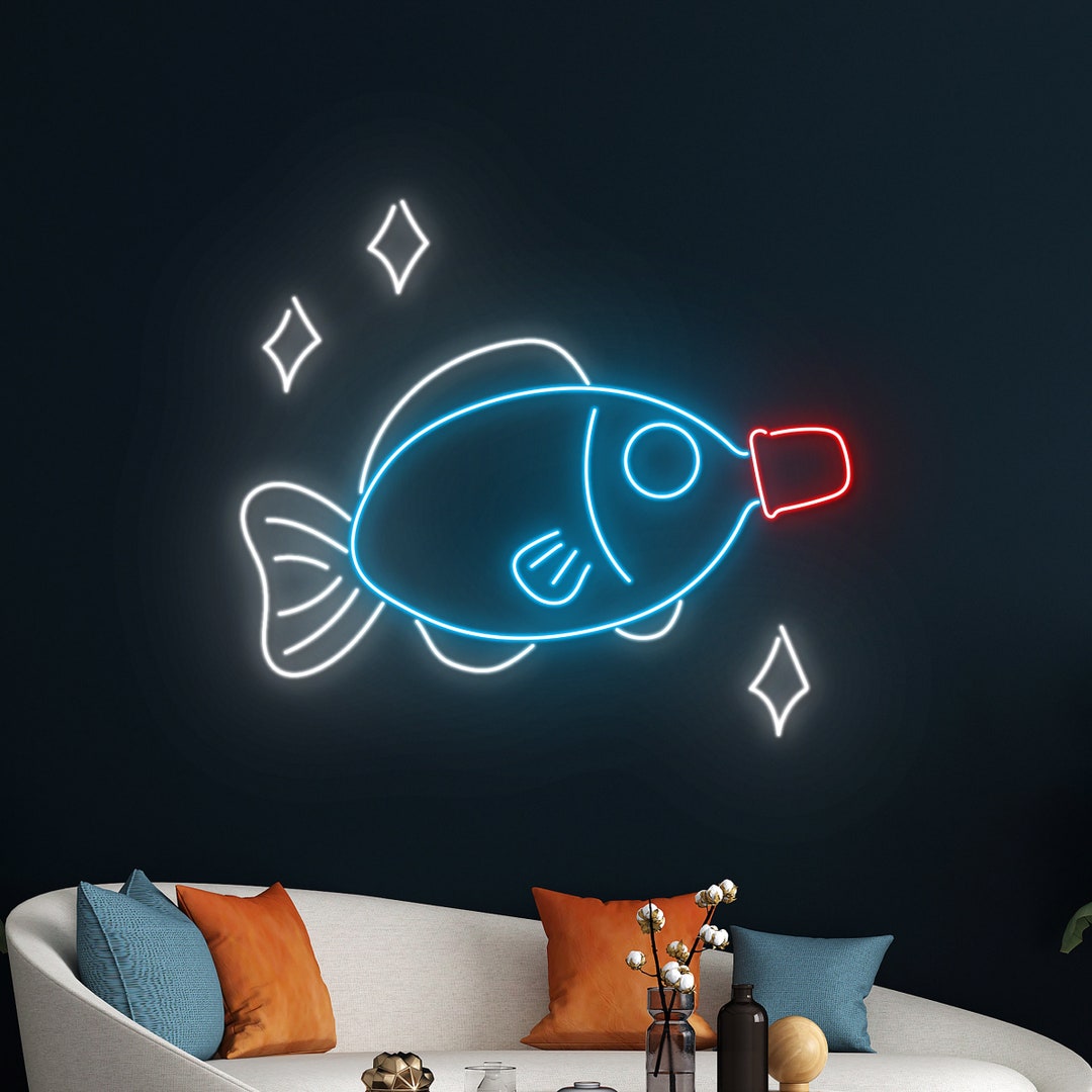 Soy Sauce Fish Led Sign, Cute Fish Neon Sign, Aquarium Decor Neon Sign ...