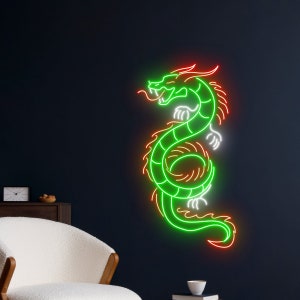 Dragon Neon Sign, Dragon Led Sign, Dragon Line Art Neon Light, Dragon ...