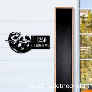Personalized Otter House Number, Otter Home Number Metal Wall Sign ...