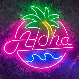 Aloha Beer Led Sign, Aloha Cocktails Led Sign, Wall Decor, Neon Sign ...