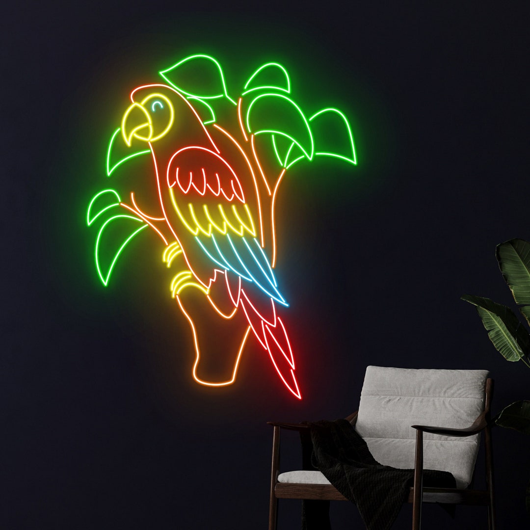 Parrot Neon Light, Parrot Tree Branch Led Light, Parrot Green Plant Led ...