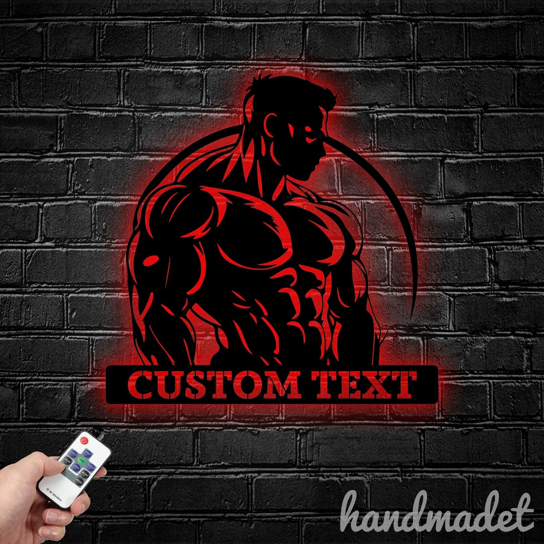 Custom Bodybuilder Metal Wall Art Led Light, Bodybuilder Metal Sign ...