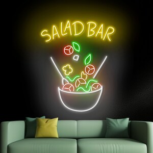 Salad Bar Neon Wall Sign, Salad Fruit Led Wall Light, Salad Food Led ...
