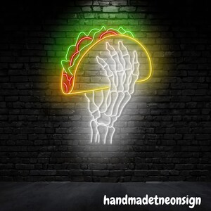 Skeleton Tacos Neon Sign, Taco Led Sign, Mexico Tacos Led Light, Tacos ...