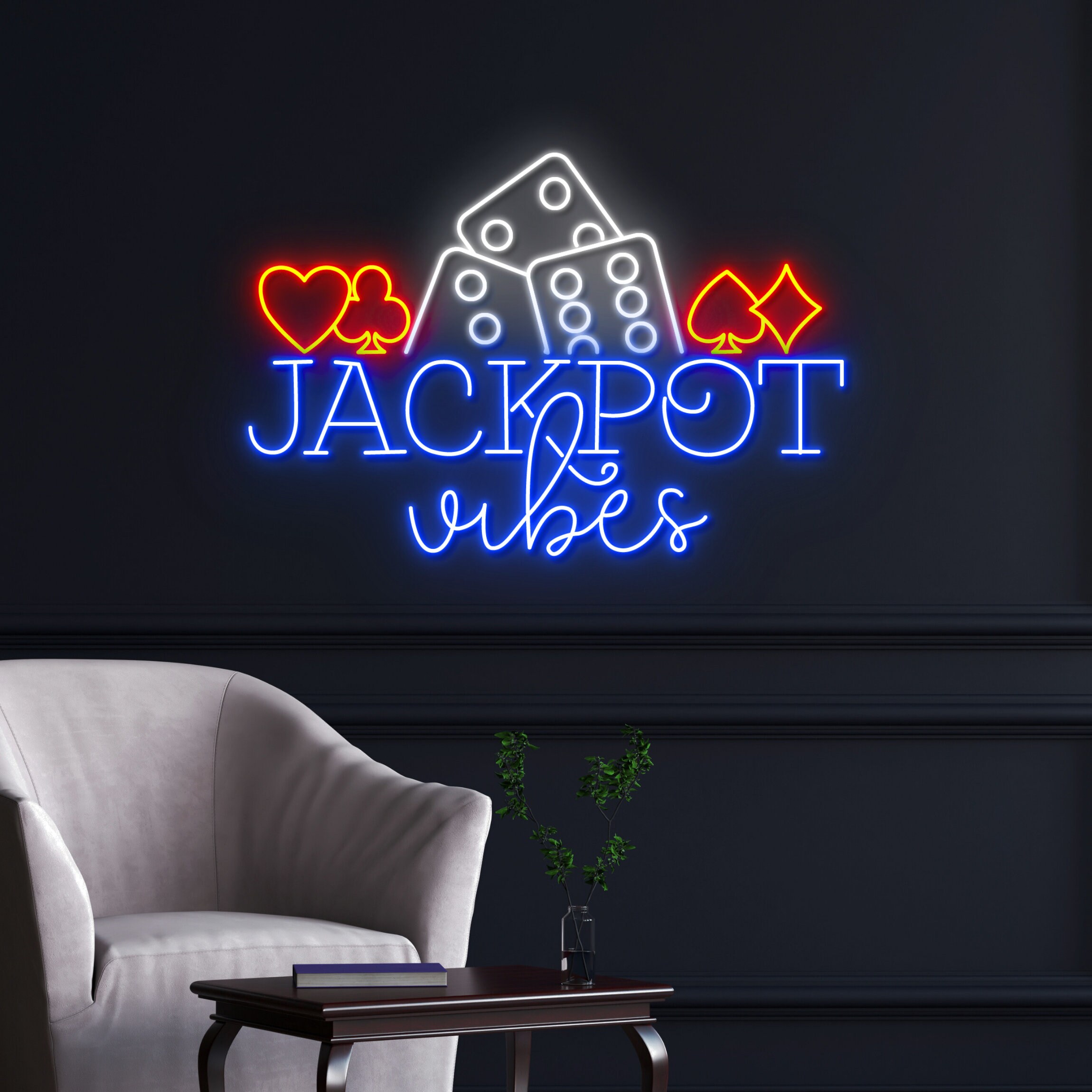 Jackpot Vibes Neon Sign, Casino Neon Sign, Wall Decor, Casino Led Light ...