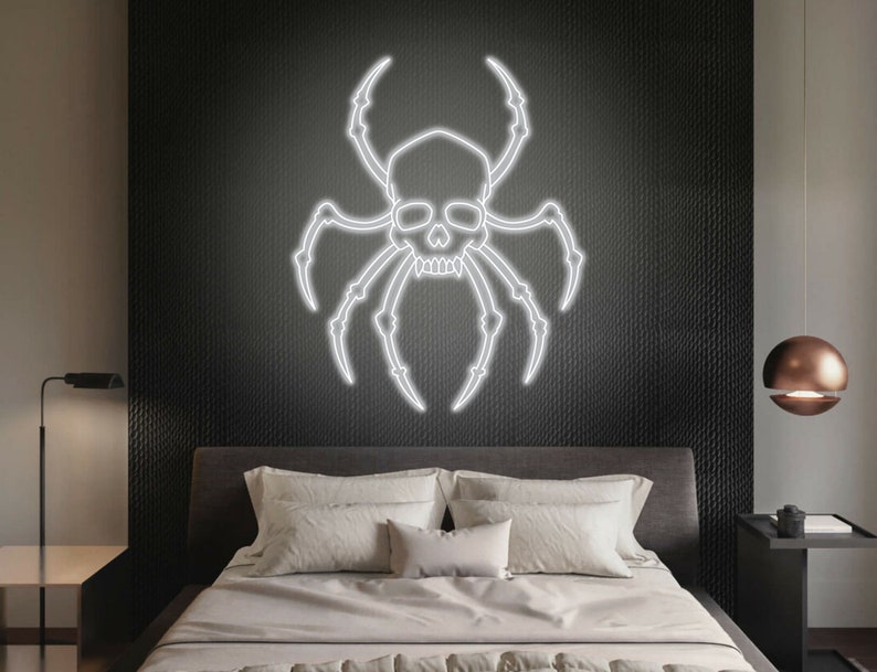 Skull Spider Led Sign Skull Led Sign Wall Decor Bar Neon - Etsy
