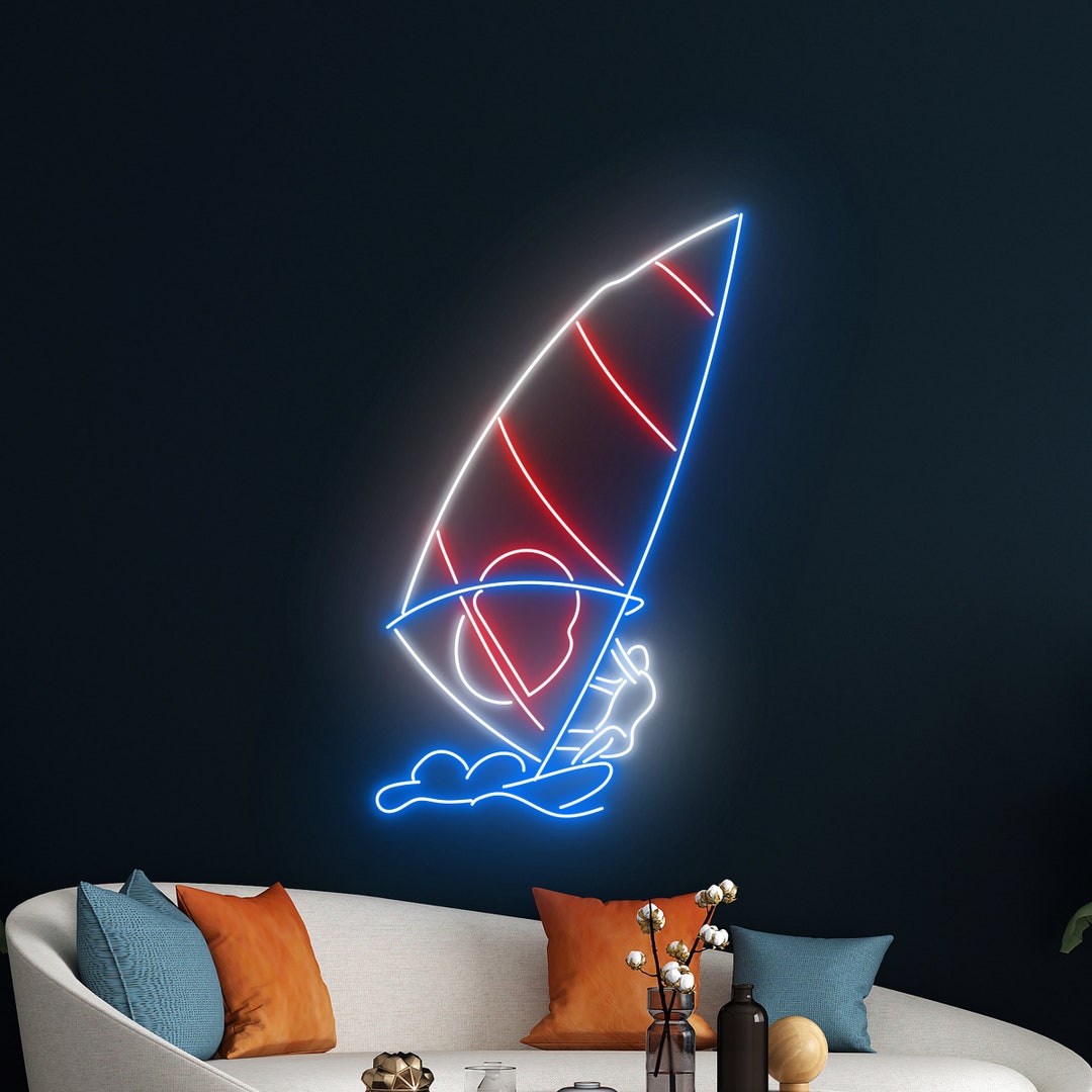 Windsurfing Neon Sign, Windsurfing Led Sign, Windsurfing Man Neon Sign ...